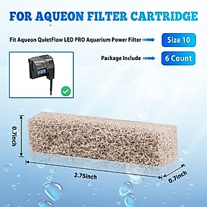 HiTauing 6 Count Ammonia Reducer Filter Pads for aqueon，Fish Tank Filter Pads for QuietFlow LED PRO Model 10