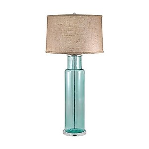Lamp Works 216B Recycled Glass Cylinder Table Lamp, 16" x 16" x 30"