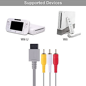 Aokin AV Cable for Wii Wii U, Audio Video AV Cable Cord for Nintendo Wii and Wii U, 1.8M/6FT, Compatible for Television