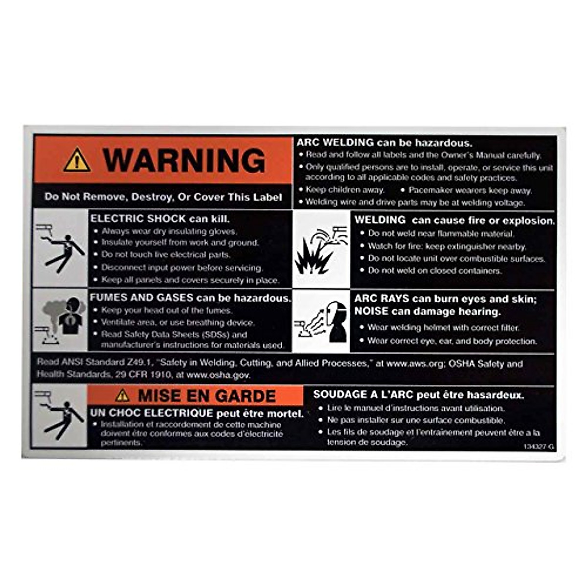 Miller 134327 Label, Warning General Precautionary StaticWire Fe