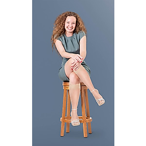 MANZI Plus Size Lady's Knee High Sheer Stockings for Women 6 Pairs Pack(Natural,XXXL-XXXXL)