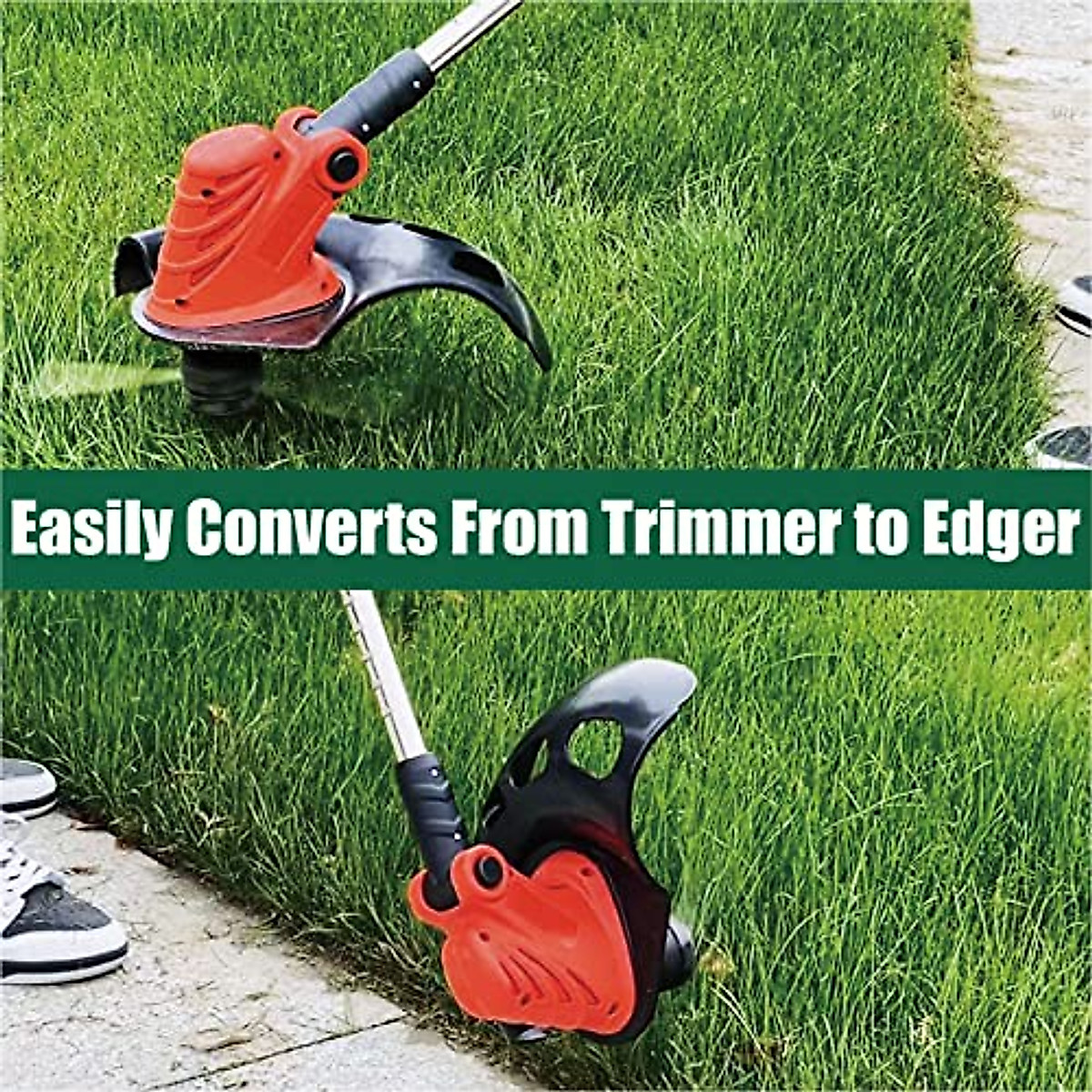Cordless String Trimmer & Edger, T TOVIA 10 Inch Electric Weed Eater with LCD Power Display, Handle and Height Adjustable Grass Trimmer for Garden Yard, 21V 2.0Ah Battery and Charger Included