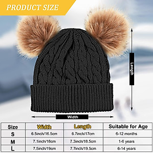 Geyoga Kids Toddler Winter Pompom Hat Baby Knitted Beanie Hat Faux Fur Pom Beanie Cap for Girls Boys 1-3 Years Old(Black, Pink, Khaki,M)