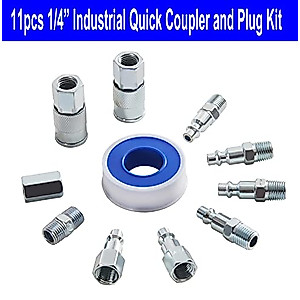 YOTOO Heavy Duty Air Compressor Accessories Kit 20 Pieces with 1/4 inch x 25 feet Polyurethane Air Compressor Hose, 100 PSI Tire Inflator Gauge, Air Blow Gun and Air Hose Fittings