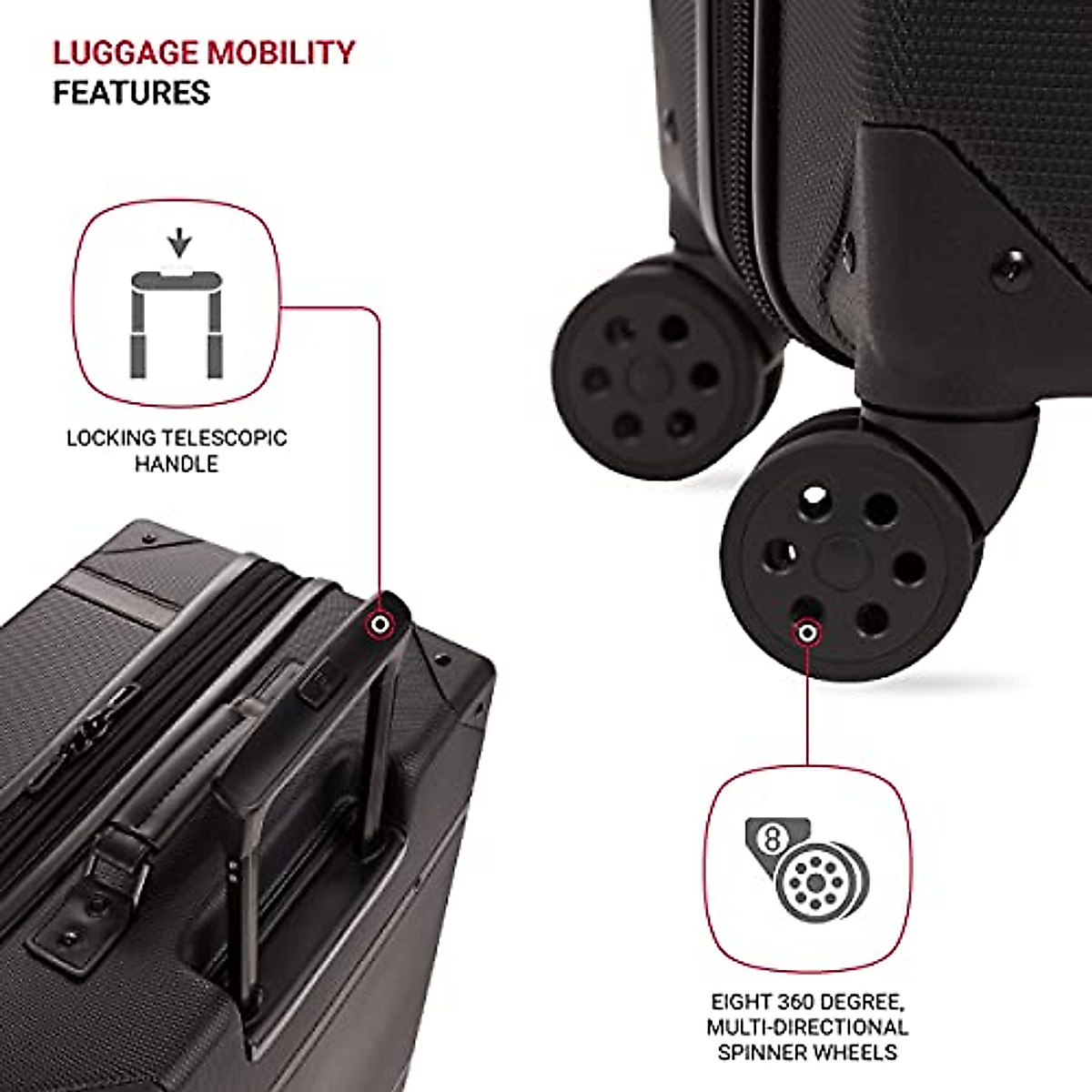 SwissGear 7739 Hardside Luggage Trunk with Spinner Wheels, Black, Checked-Large 26-Inch