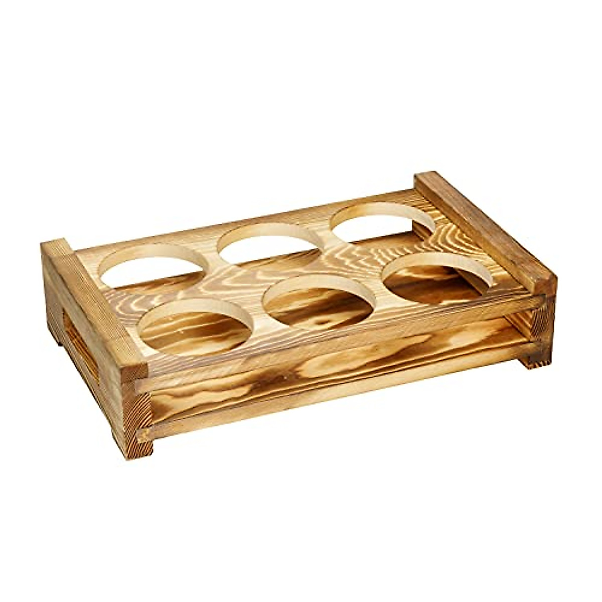 Mloxy Whiskey Glass Server Universal | Drink Carrier Six Glass Holder| Rustic Wood Bar Serving Tray | Server Tray for Home & Bars | 13.5x8x3” Bar Tray | Whiskey Serving Tray | Drink Caddy