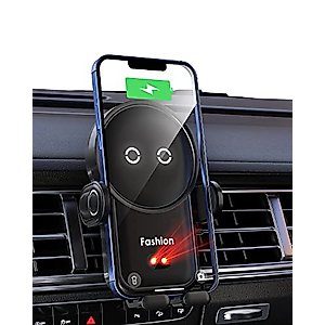 Wireless Car Charger iPhone with Vent Clip,15W Fast Charging Kharly Car Phone Charger Holder,Smart Sensor Auto-Clamping Fashion Phone Holder Mount for Car for iPhone 14 Pro/13 Samsung etc