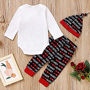 BIRTHDAY SHARK Baby Boy Valentine's Day Outfit Boy First Valentine's Day Clothes Infant Heart Breaker Outfit (White,3-6 Months)