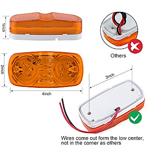 Konrali 14Pcs Double Bullseye Led Marker Lights 10 LED, 2x4 Rectangle Led Trailer Marker Lights Red/Amber Surface Mount 12V Airstreams RV Camper Led Marker Clearance Lights Sealed (7 Amber+ 7 Red)