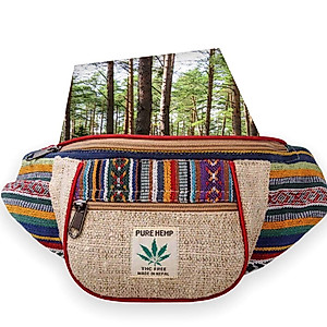 Fanny Pack Fringe/Phanny pack-Handmade Fanny packs with Pure Himalayan Hemp for Men and Women Festival Bag Belly Fanny Pack Bum Bag Boho Fanny Pack for Dog Walking - Hip Waist Bag Small Hippie