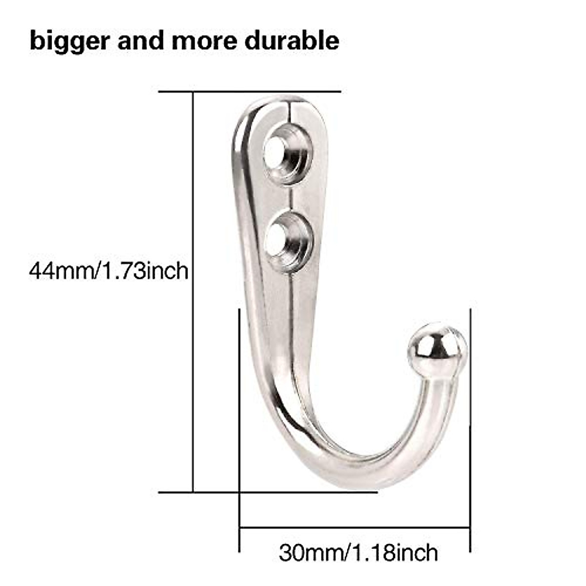 Onwon 20 Pieces Wall Mounted Hooks with 50 Pieces Screws, Vintage Style Robe Hooks Single Coat Hanger Coat Hooks (Silver)