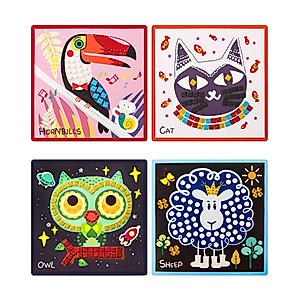 Jar Melo Mosaic Stickers for Kids; Mosaic Art; 8 Sheets, Kids Mosaics Painting, Crayons for Toddlers; 16 Count, Washable Fat Crayons Bulk, Non Toxic