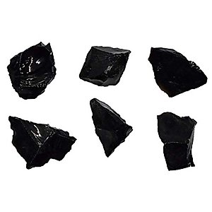 6PK Raw Obsidian, Igneous Rock Specimen - Approx. 1"- Geologist Selected & Hand Processed - Great for Science Classrooms - Eisco Labs