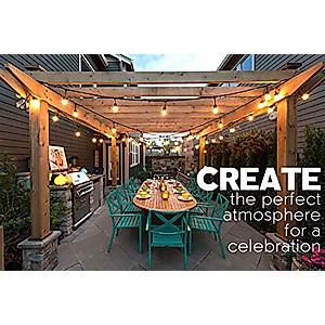 MagicPro Solar String Lights, 15 LED Light Bulbs Solar String Light Waterproof Heavy Duty Outdoor Solar Lights 44 Ft for Garden Yard Deck Warm White