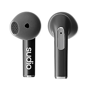 Sudio N2 True Wireless Bluetooth Open-Ear Earbuds - Multipoint Connection, Built-in Microphone for Calls, 30h Battery Time with Charging Case, IPX4 Water Resistant, USB-C & Wireless Charging (Black)