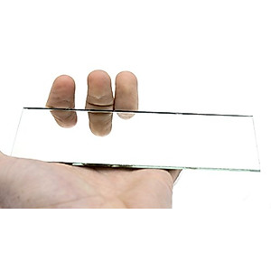 10 Pack Rectangular Plano Glass Mirror, 6" x 2" - 2mm Thick Approx. - Eisco Labs