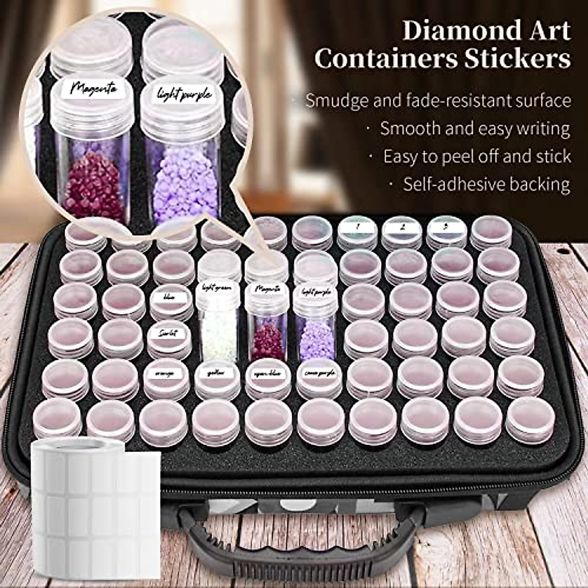 TiGilt Diamond Painting Labels – Diamond Painting Accessories Art Supplies Number Stickers for Diamond Dotz Bead Container Jars Tools Organizing & Storage, Small Labels Easy Peel-Off, 0.4 x 0.8-inch