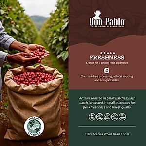 Don Pablo Gourmet Coffee - Signature Blend - Medium Dark Roast - Whole Bean Coffee - 100% Arabica Beans - Low Acidity and Non-GMO - 2lb bag