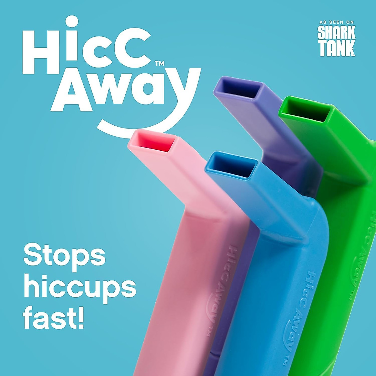 HiccAway Hiccup Straw - Stops Hiccups Naturally & Fast - As Seen On Shark Tank - Clinically Proven Relief for All Ages, Children & Adults - Safe, Lightweight, & Reusable (HiccAway Blue) 1 Pack