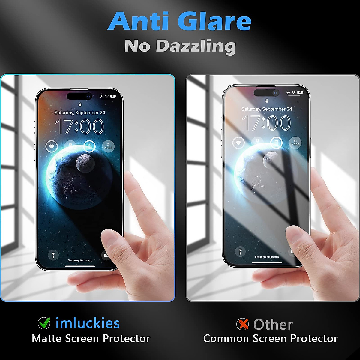 imluckies [2 Pack Matte Privacy Screen Protector for iPhone 14 Pro Max, Anti-Glare & Anti Fingerprint, Dynamic Island Compatible, Anti-Spy Private Tempered Glass Smooth Film, Easy Install 6.7"