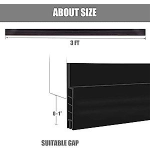 Suptikes 2 Pack Door Draft Stopper，Door Sweep for Exterior & Interior Doors,Door Bottom Seal Dust and Noise Insulation Weather Stripping Draft Guard Insulator, 1-4/5" W x 37" L,Black