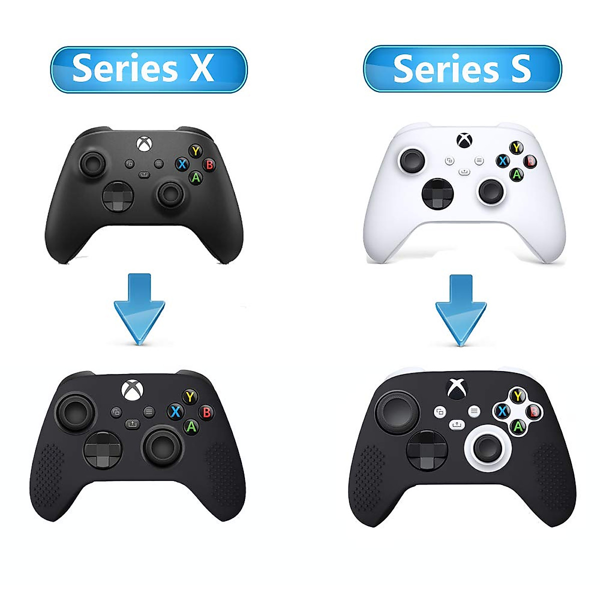 Soft Silicone Protector Cover Skins, Anti-Slip Protective Case for Microsoft Xbox Series S/X Gamepad Controller (Black)…