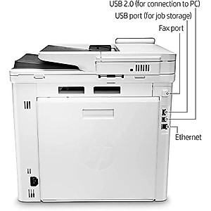 HP Color Laserjet Pro Multifunction M479fdw Wireless Laser Printer for Business, White - Print Scan Copy Fax - 28 ppm, 600x600 dpi, Auto 2-Sided Printing, 50-Sheet ADF, Ethernet, Cbmou Printer＿Cable