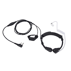 Pdflie uv-5r uv-82 Laryngophone Subvocal Mike Walkie Talkie Throat Vibration Microphone Neck Coiled Earpiece and Mic uv5r 2 Pin Tactical Military Headset for Baofeng Kenwood uv5r ar152 Ham Radio