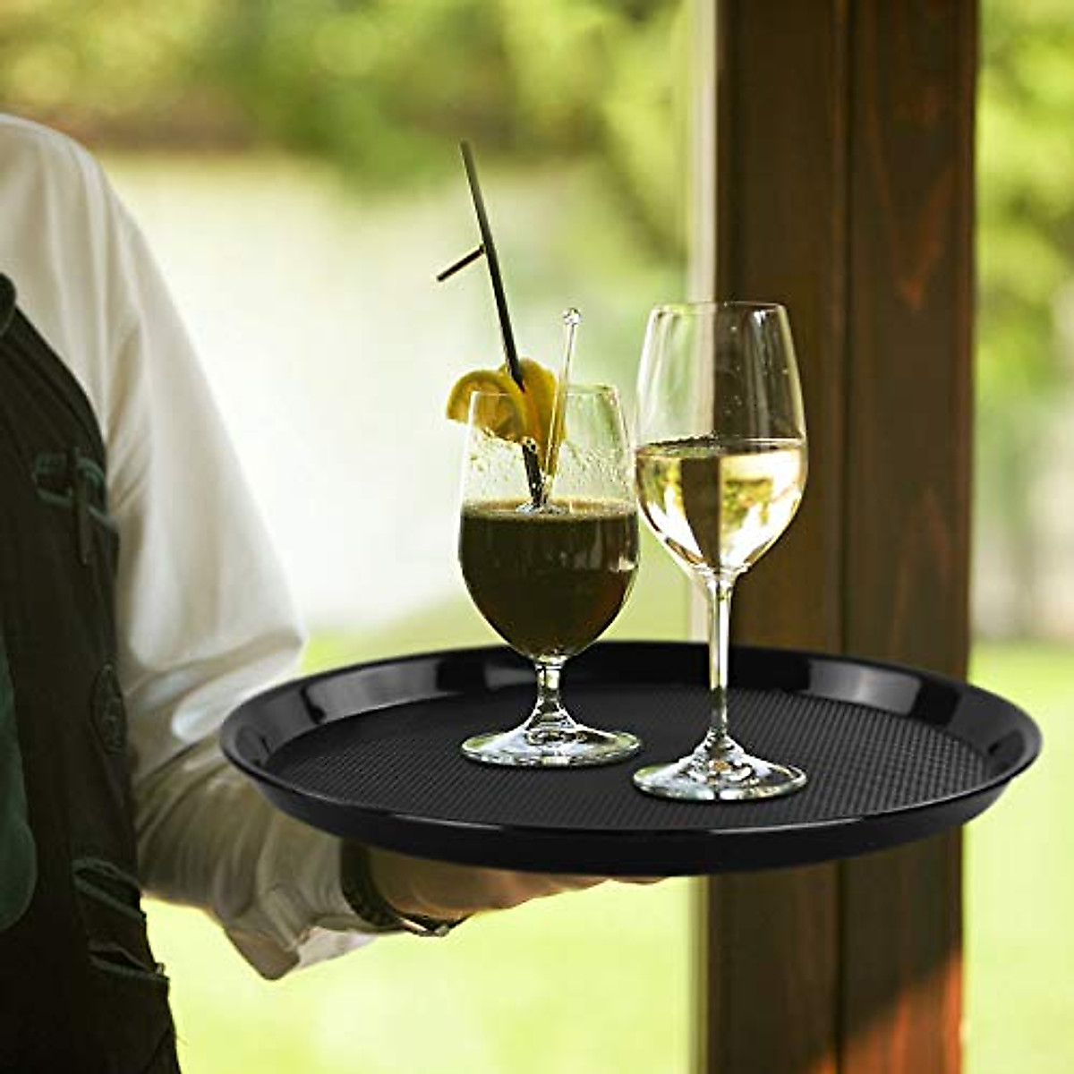 Ucake 6-Pack Round Plastic Serving Trays, Round Fast Food Trays