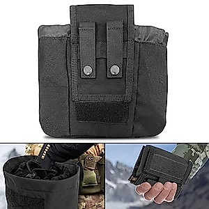 GearHill Molle Dump Pouch Drawstring Roll-Up Tactical Drop Pouch, Lightweight, Durable, Folding Hunting Utility Bag, Ammo Magazine Pouch (Black)
