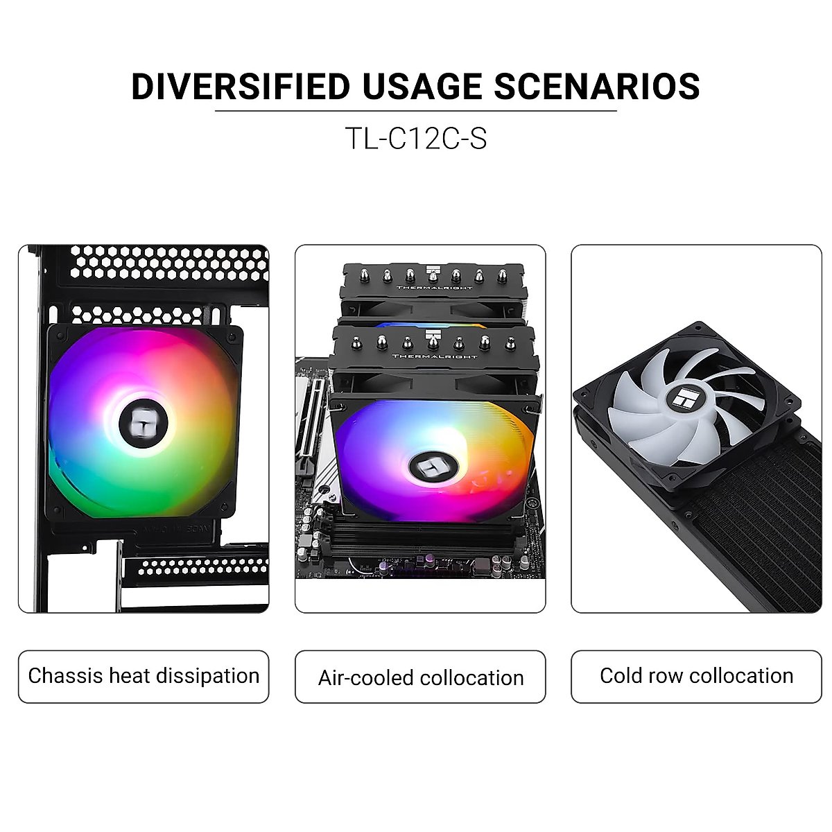 Thermalright TL-C12C-S CPU Fan 120mm ARGB Case Cooler Fan, 4pin PWM Silent Computer Fan with S-FDB Bearing Included, up to 1550RPM Cooling Fan