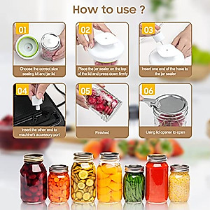 Mason Jar Vacuum Sealer, Jar Sealer and Accessory Hose for Foodsaver, Food Storage Vacuum Sealer Jar Attachment Kit with Lid Opener for Wide-Mouth & Regular-Mouth Mason Jar
