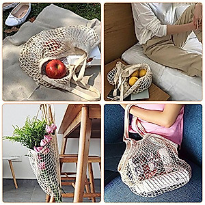 BYETIVE Net Shopping Bag Reusable Grocery Bags Net Storage Bag Long Handle Cotton Mesh Net Tote Bag Fruit Vegetable Net Bags Organizer