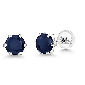 Gem Stone King Pure PT950 Platinum 950 Six Prong 6MM Round Gemstone Birthstone Stud Earrings For Women