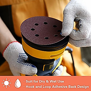 165pcs Orbital Sander Sandpaper Sanding Discs 5 Inch 8 Hole 40 60 80 120 180 240 320 400 600 Grit, Hook and Loop Random Orbital Sandpaper Assortment for Wood STUHAD