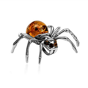 Ian and Valeri Co. Amber Sterling Silver Spider Pendant