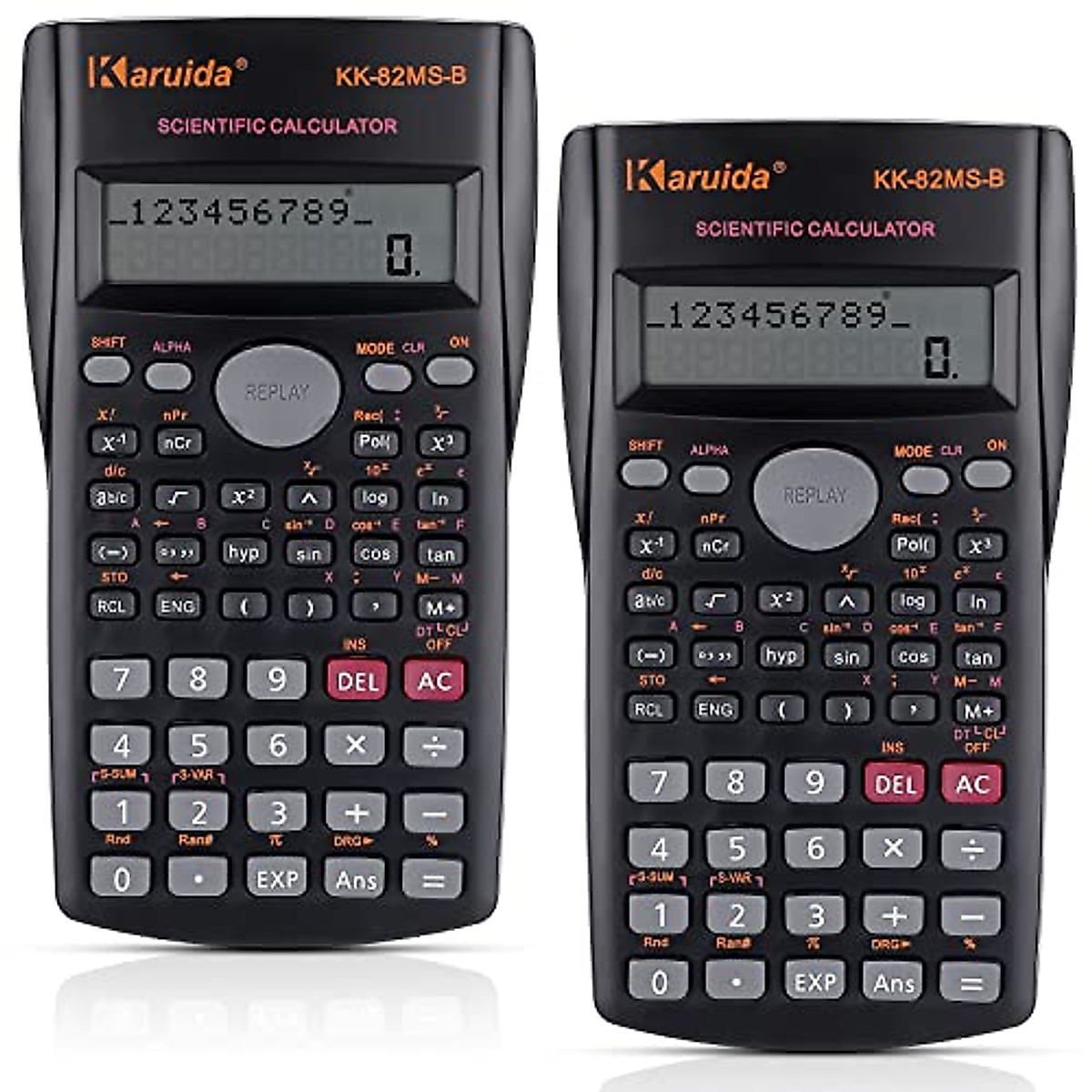 2 Pack Scientific Calculator 2 Line Fraction Calculator with Protective Hard Cover and Battery Basic Math Calculator Chemistry Calculator Black Financial Calculator for School Business