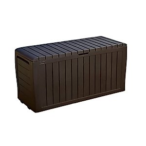 Keter 71 Gallons Gallon Water Resistant Lockable Deck Box with Wheels in Dark Brown
