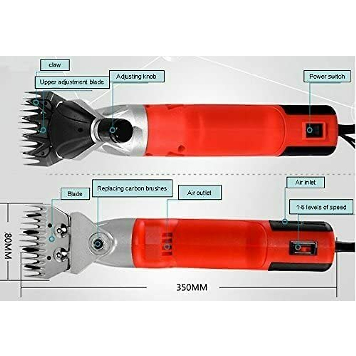 cjc Sheep Shears, 220V Electric Sheep Goat Shear Farm Clipper Shearing Machine Cutter Wool Scissor (220V 500W)