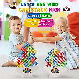 WOWNOVA 32PCS Tetra Tower Stacking Building Balance Block Game Toys for Kids, Adults & Family Game Night, Balancing Blocks Board Games Stacking Fun Toy for Children, Teens, Adults, Friends, Parties