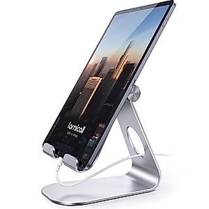 Lamicall Tablet Stand, Adjustable Tablet Holder - Desktop Stand Dock Holder Compatible with 4-13" Tablet Such as iPad Pro 11, 9.7, 10.5, 12.9 Air Mini 4 3 2, Kindle, Nexus, Tab, Silver