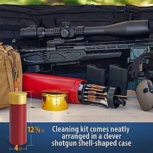 Wild Shot Deluxe Gun Cleaning Kit with Shotgun Shell-Shaped Storage Case, Cleaning Tools to Effectively Maintain Handguns, Shotguns and Rifles