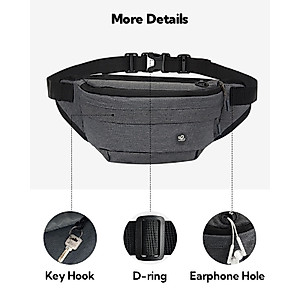 WATERFLY Fanny Pack for Men Women Water Resistant Large Hiking Waist Bag Pack Carrying All Phones for Running Walking Traveling Grey