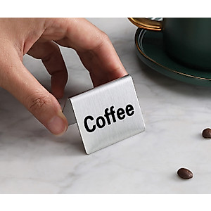 New Star Foodservice 27051 Stainless Steel Table Tent Sign, (Coffee), 2"x 2", Set of 2