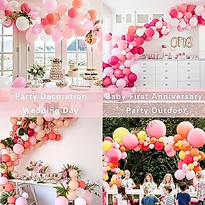 Pink and Orange Balloon Arch Kit, 115 PCS Pink Orange Balloon Arch Pastel Pink Orange Metallic Gold Party Balloons For Baby Shower Birthday Wedding Rainbow Encanto Party Decorations