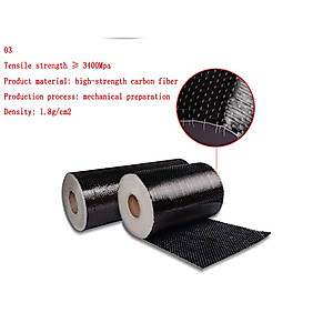 SOFIALXC Full Carbon Fiber Fabrics Cloth Wrap Sheet 200g/m2 10cm Width，Long,1000cm