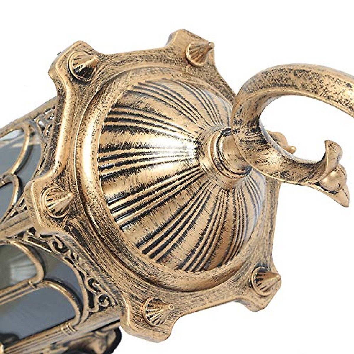 PEHUB European Retro Outdoor Waterproof Wall Lamp Antirust Oil Rubbing Bronze Garden Villa Decoration Courtyard Porch Lighting Wall Light 15.7inch Glass Lantern Wall Sconce Easy to Install Exterior Li