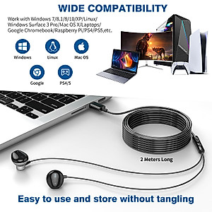HGCXING USB Headset with Microphone for PC, 8.2FT Wired In-Ear Headphones, Noise Cancelling, Mute, Black, Gaming, Calling