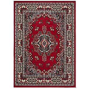 Home Dynamix Premium Sakarya Traditional Medallion Border Area Rug, Claret, 7'8"x10'7" Rectangle
