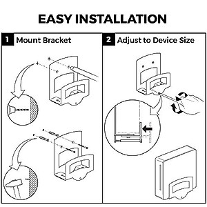 HumanCentric Cable Box Mount and Modem Mount | Adjustable Wall Mount for Small and Wide Devices Like Cable Boxes, Modems, DVD Players, Streaming Media Devices | Patented
